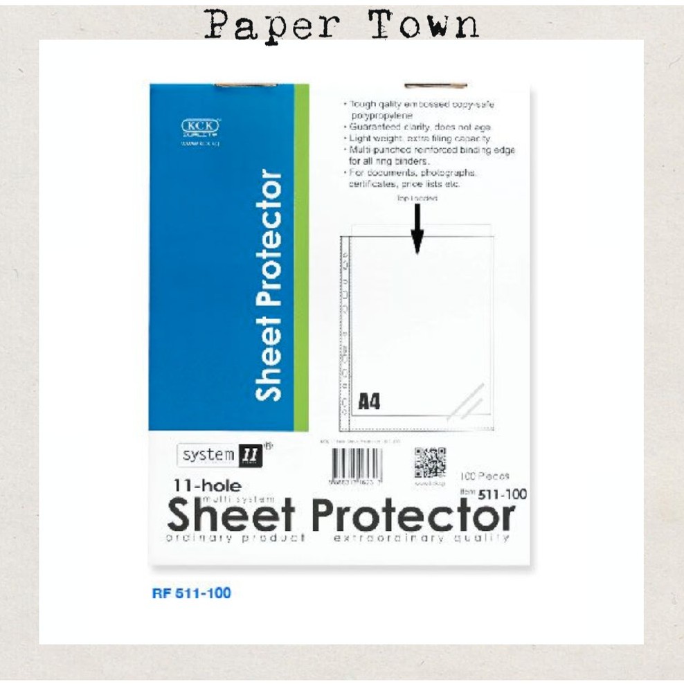 KCK A4 Sheet Protector 11 holes (100 Sheets/Per Pack) | Shopee Singapore