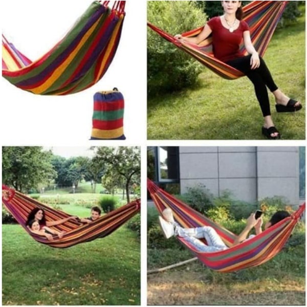 Rainbow Hammock Outdoor Canvas Fabric Camping Striped Hammocks Tree ...
