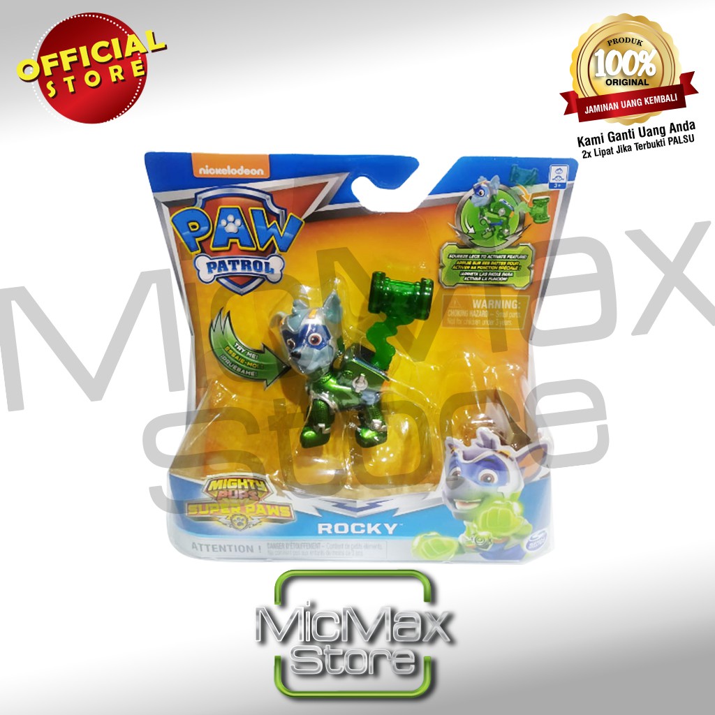 Paw Patrol Mighty Pups Super Paws Rocky Figure with Transforming ...