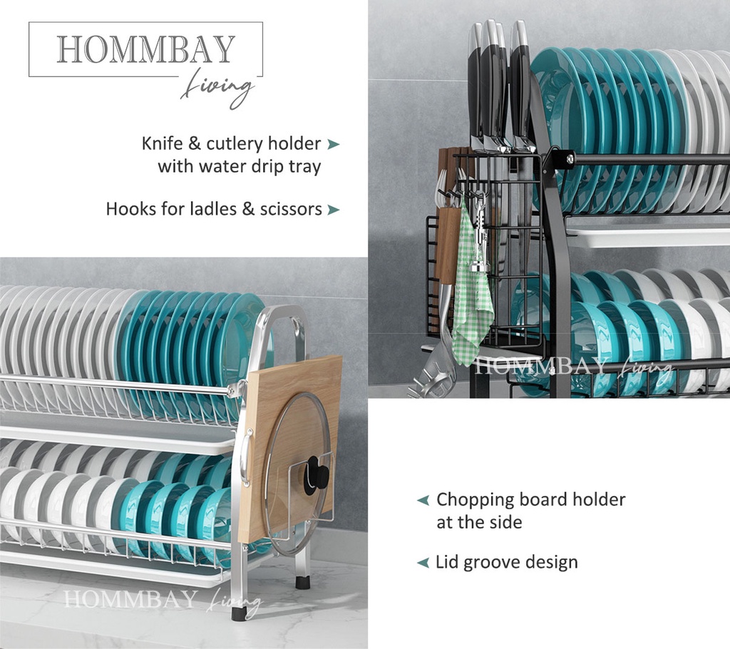 HOMMBAY Kitchen Dish Rack [ 304 Stainless Steel ] Extra Large 2 and 3 ...