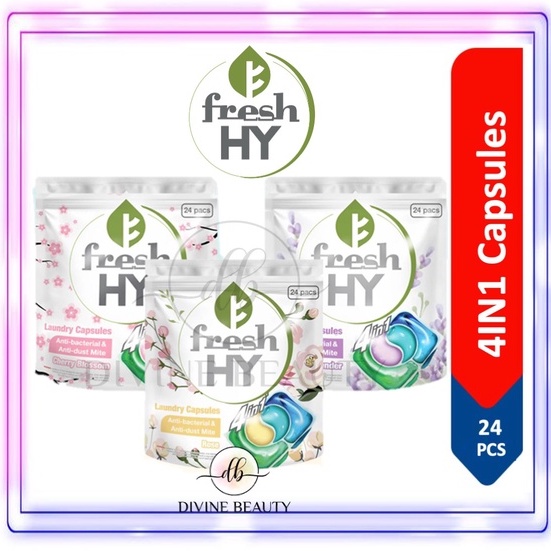 Fresh HY 4in1 Laundry 24 Pods Capsules Cherry Blossom / Lavender / Rose ...
