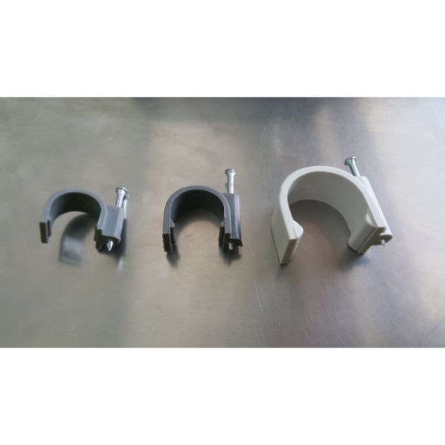 PVC pipe clip with galvanized iron nail (22mm, 26mm and 35mm) | Shopee ...