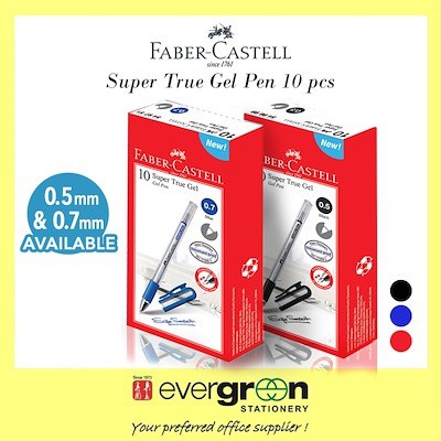 DDD Faber Castell Super True Gel Pen 10 pieces Available in 0.5mm/0.7mm 3 Colours - Black/Red ...