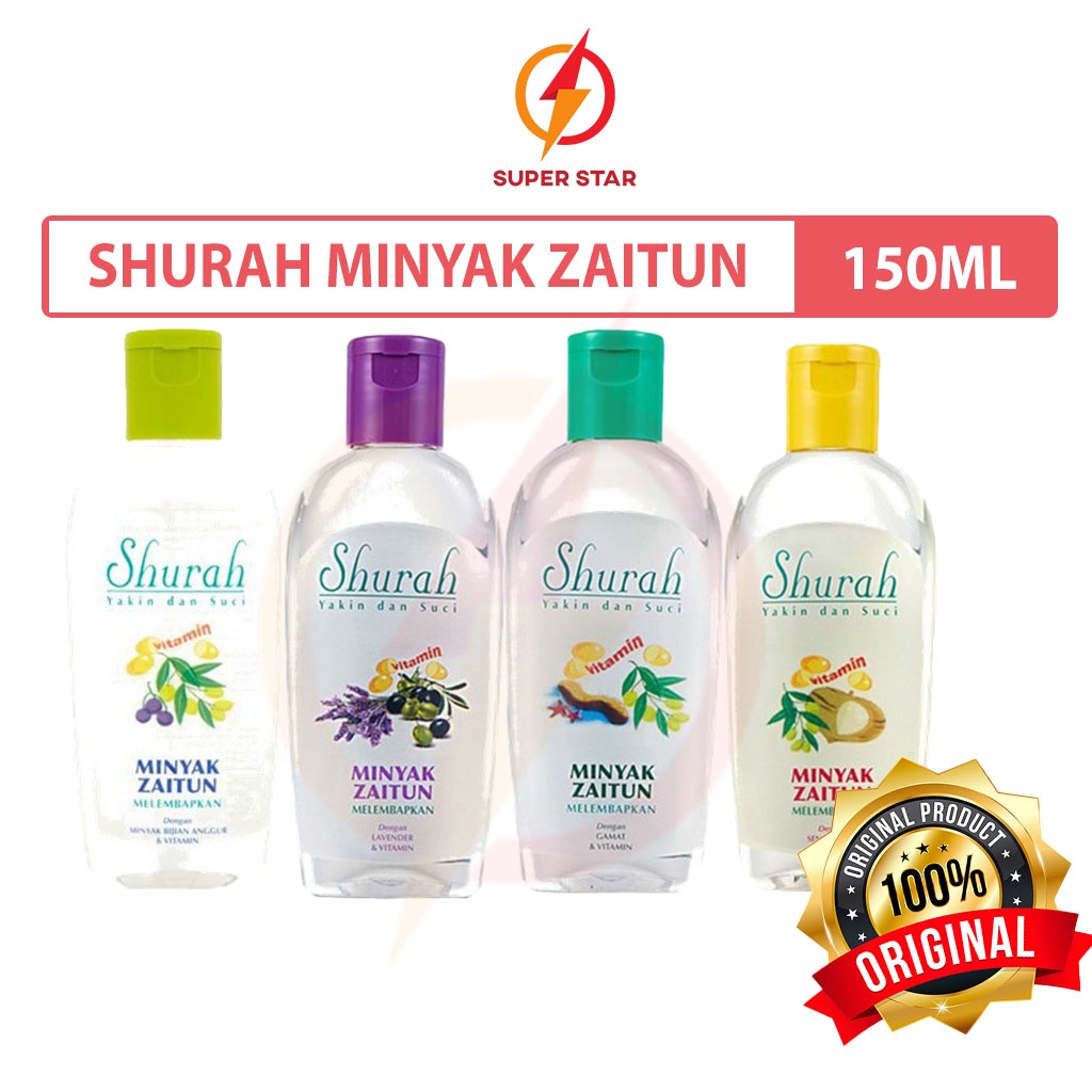 Shurah Olive Oil 150ml (Grape Seeds/Glue/Lavender/Sicama) | Shopee ...