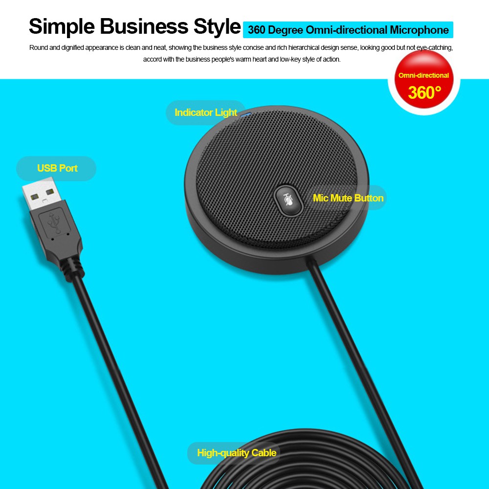 UM02 USB Omni-directional Condenser Microphone Mic for Meeting Business ...