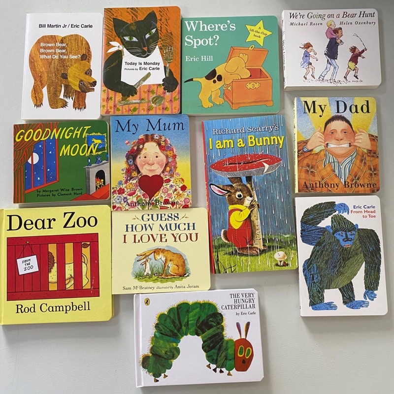 Set of 12 Board Books Eric Carle -The Very hungry Caterpillar Brown ...