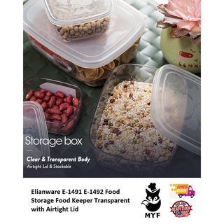 Elianware Rectangular Flat Container Food Keeper Transparent Airtight ...