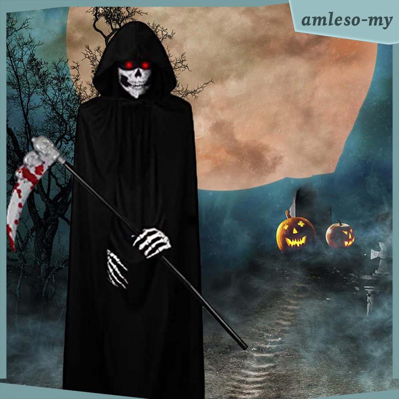 Halloween Cloak Grim Reaper Costume Set,Party Dress Up Death Cape Witch ...
