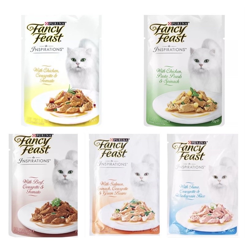 Fancy Feast Inspirations Adult Cat Wet Pouch Food 70g x 24 🔥Bundle of ...