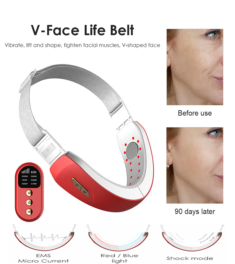 Red&Blue Light LED EMS Facial Lifting Machine Face Apparatus Belt V ...