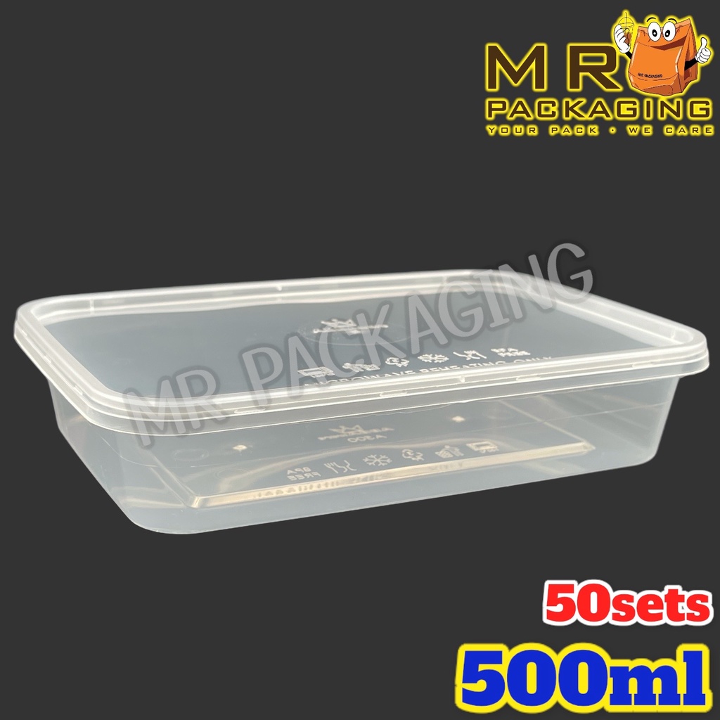 ABBA A500 Rectangular Container With Lid [ 50sets± ] 500ml Disposable ...