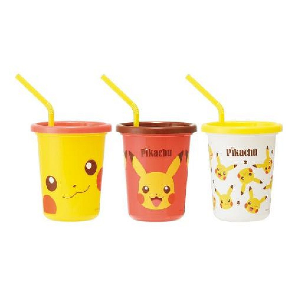 Pokémon Bread Thief Pikachu 3pcs Plastic Straw Cup (SIH3ST/320ML) Made ...