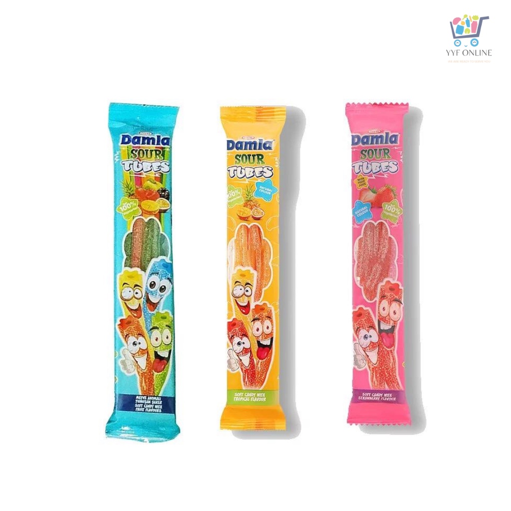 Damla Sour Tubes Sweets & Candy - Strawberry/Mix/Tropical (35g ...