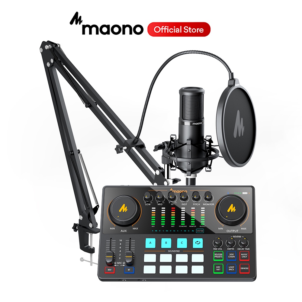 Maono AME2+PM320S New Sound Card Condenser Microphone Kit Maonocaster Studio Audio Interface ...