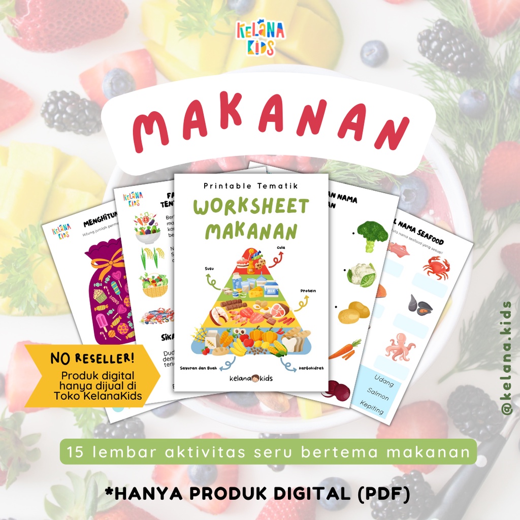 Food Theme Printable Worksheet - 15food Theme Worksheets Learning Book ...