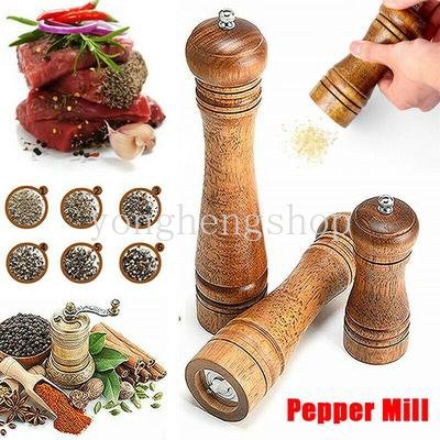 5 Inch Oak Pepper Grinder Manual Spice Salt Pepper Mill Tool Multi ...