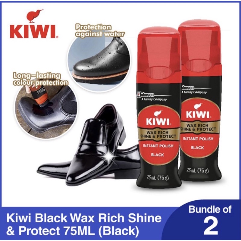 $4.45 Per Pcs! (Bundle 2 Pcs x 75ML) KIWI LIQUID BLACK WAX RICH SHINE ...