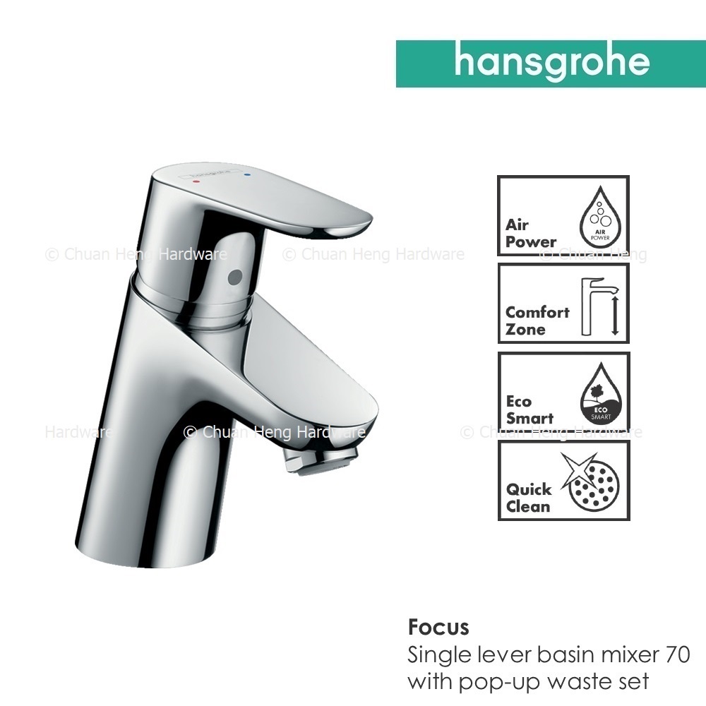 hansgrohe Focus Single lever basin mixer 70 without pop-up waste set 2 ...