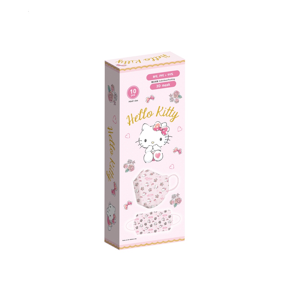 Sanrio Hello Kitty 3D 4Ply Disposable Mask/ KF94 Style/ Adult 12 years ...