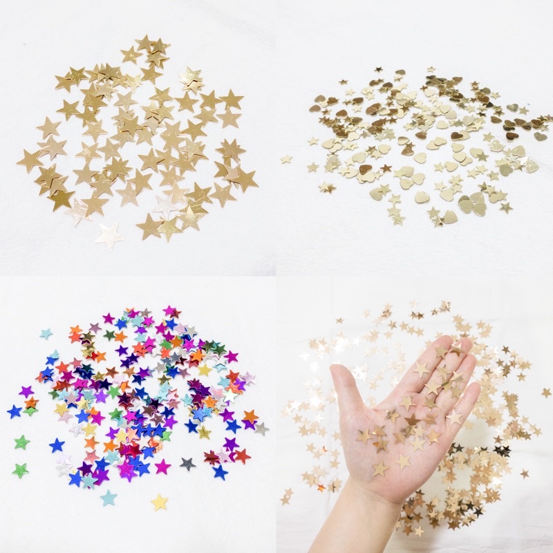 [SG Seller] Solid Scatter Stars Hearts Sparkle Metallic Foil Table ...