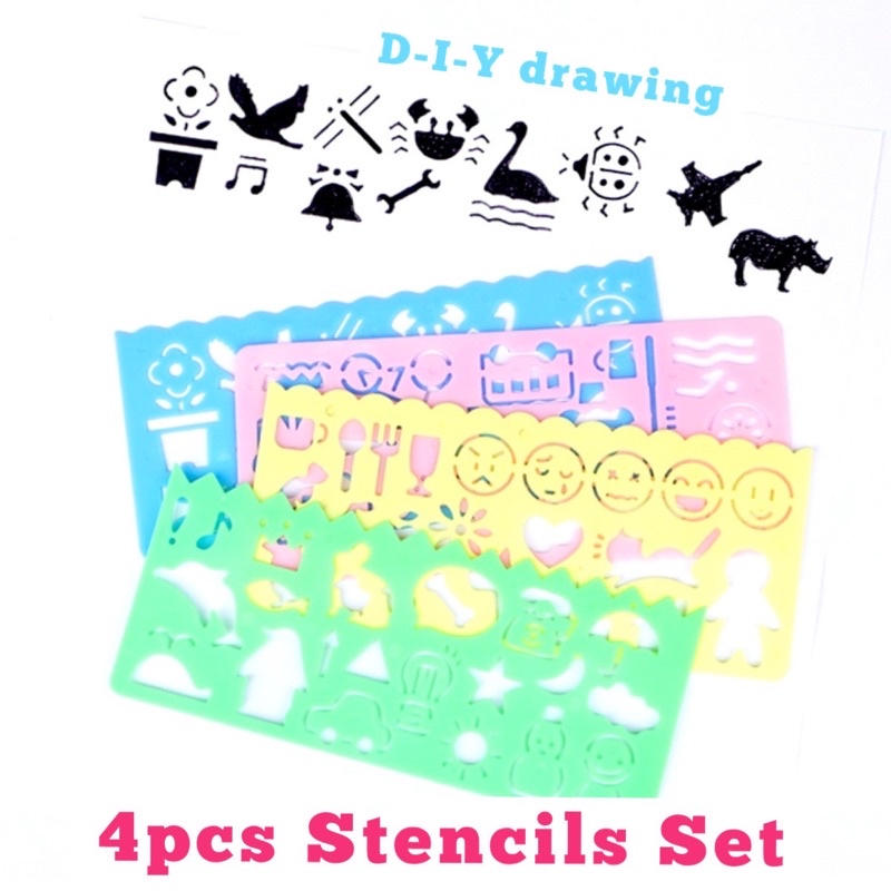 4pcs / 5pcs Set Kids Drawing Stencils Set Ruler Template Drawing ...