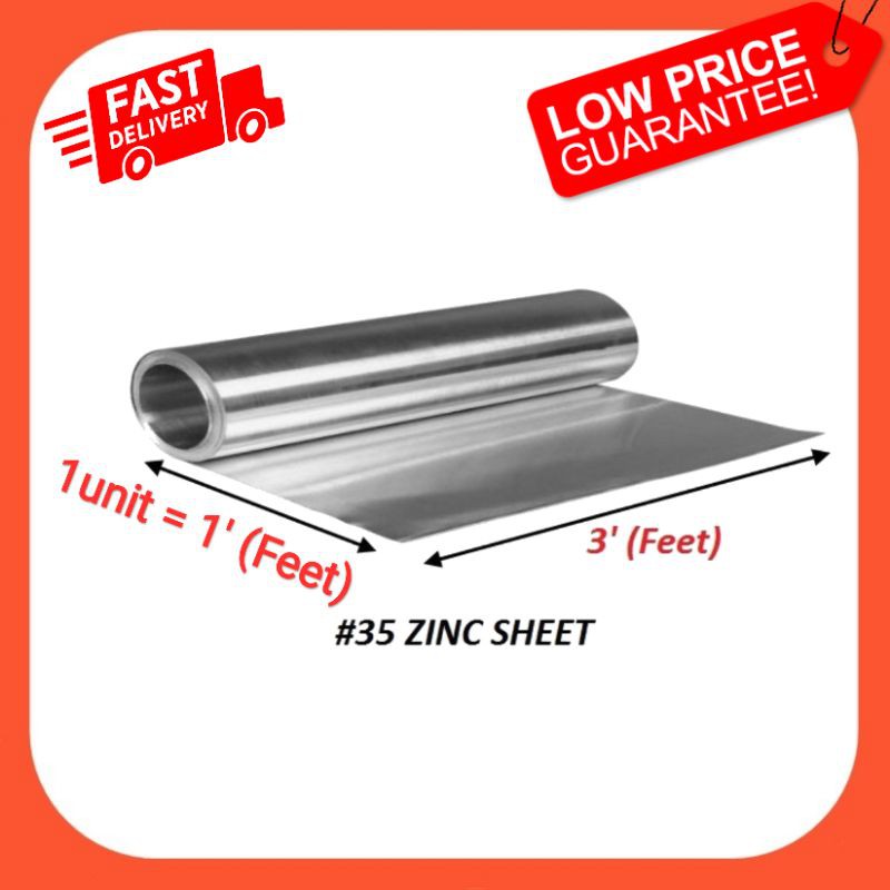 3FT x 1FT Galvanized Iron Metal Zinc Plain Sheet Coil / 35 (0.21mm ...