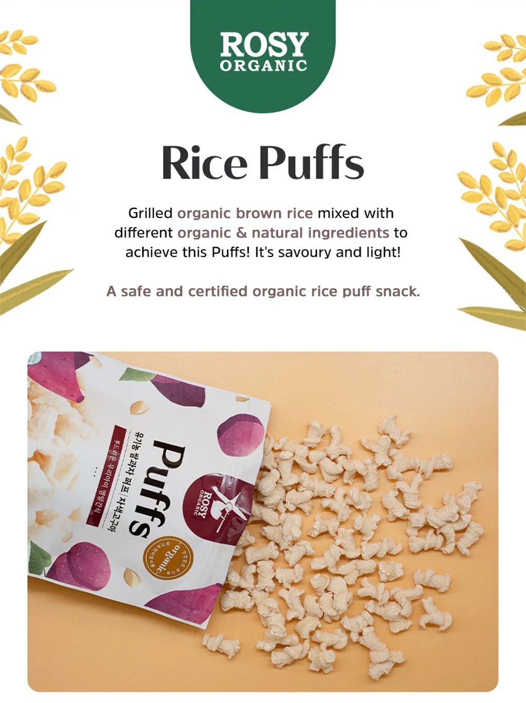 Rosy Organic Organic Rice Puffs 20g/25g [Assorted Flavour] | Shopee ...