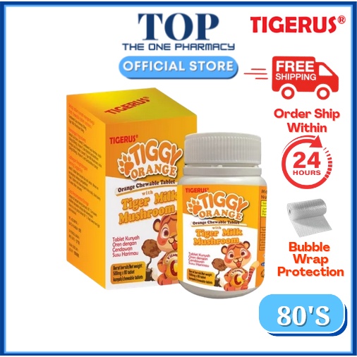 Tigerus Tiggy Orange Chewable Tablets 500mg 80's [Cendawan Susu Harimau ...