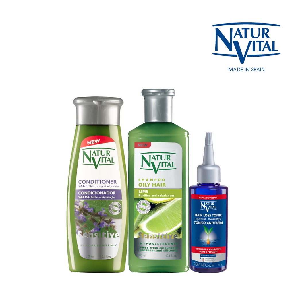 [Bundle] NaturVital Sensitive Hair Shampoo Set (300ml Oily Hair Shampoo ...