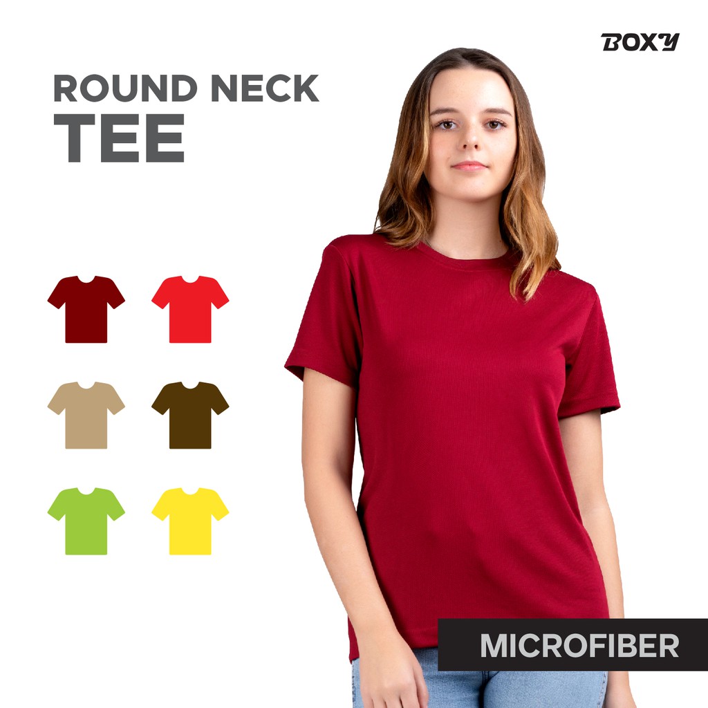 Boxy Microfiber Dri Fit Round Neck T-shirts for Unisex - Maroon / Red ...