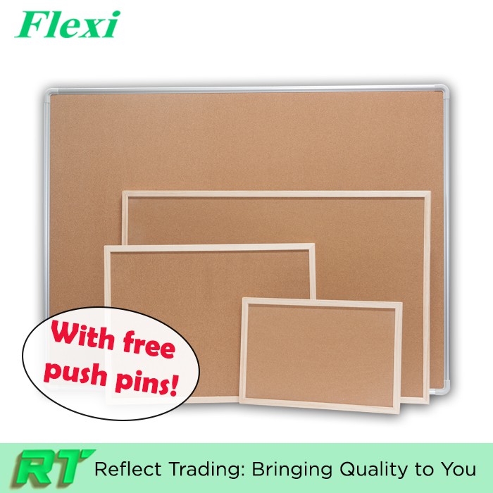 Flexi High Quality Cork board with Wooden Frame for Hanging in 3 Sizes ...