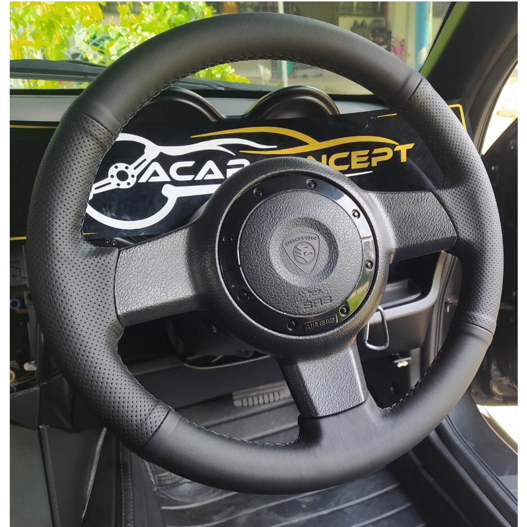 PROTON PERSONA LAMA/GEN2 LEATHER BALUT STEERING CUSTOM JAHIT TANGAN ...