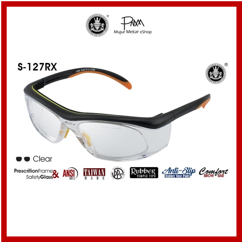 SAFETY GUARD SAFETY GLASSES/ EYE PROTECTION (S-127) - REMOVABLE LENS ...