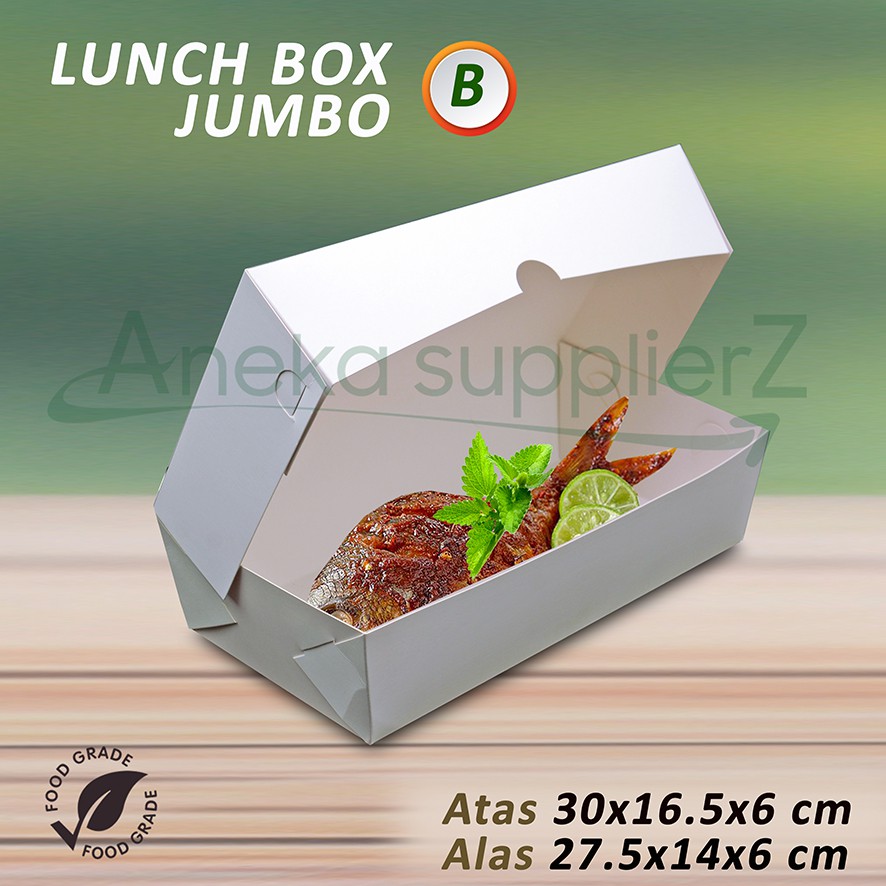 PUTIH Lunch Box Paper JUMBO - B (White) (10Pc) | Shopee Singapore