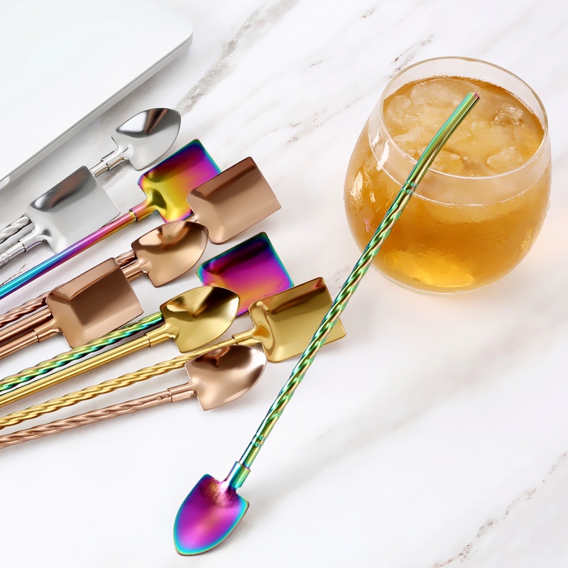 Ossayi Stainless Steel Mix Drinking Spoon Straws Creative Ice Cream ...