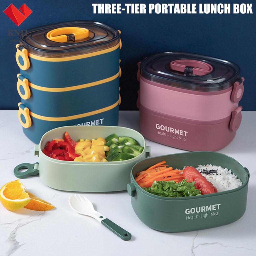 Lunch Box 2000ML 3-Tier Stackable Bento Case Sealed Leak-proof Meal Box ...