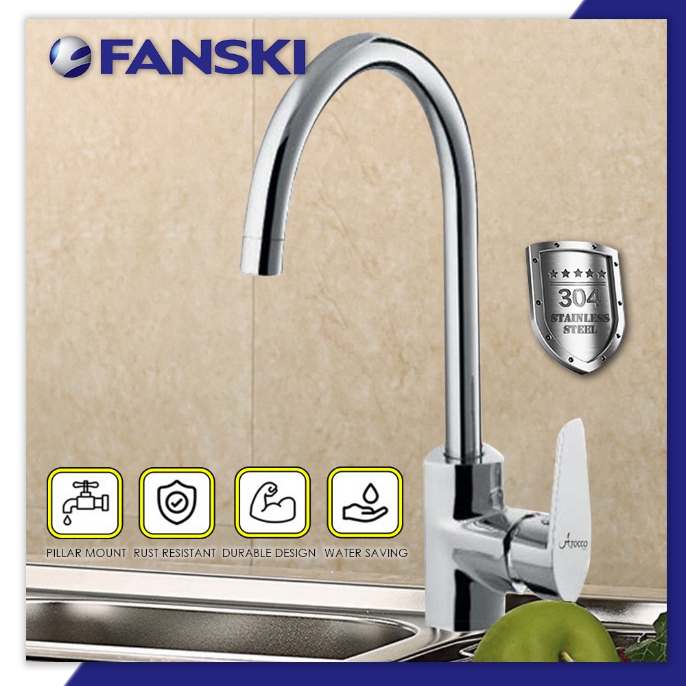 ATOCCO AT-1435 SUS304 STAINLESS STEEL SINGLE PILLAR SINK BASIN TAP FOR ...