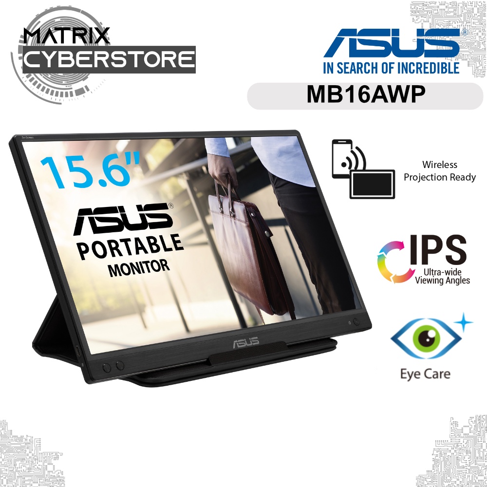 ASUS ZenScreen Go MB16AWP Wireless Portable Monitor- 15.6", Wireless ...