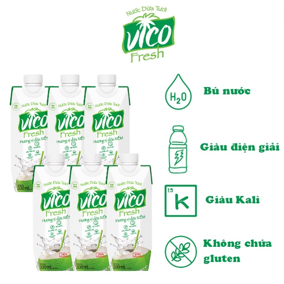 Combo of 6 Boxes of Vico Fresh Coconut Juice 330ml - Siamese Flavor ...