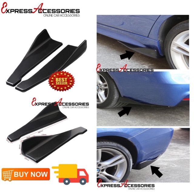 ️8.8 ️ 35cm / 48CM Black or Carbon Universal Car Bumper Spoiler Rear ...