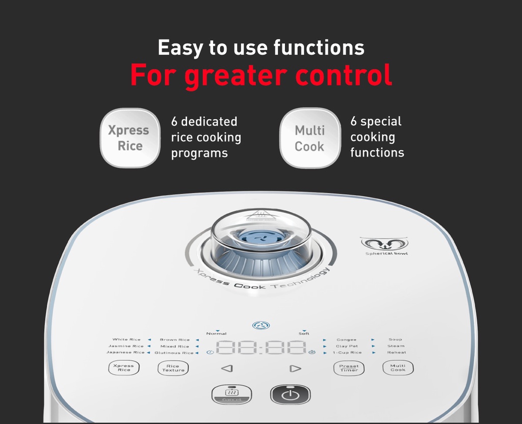 Tefal Xpress Fuzzy Logic Rice Cooker 1.5L RK5221 – 12 Programmes, Non ...