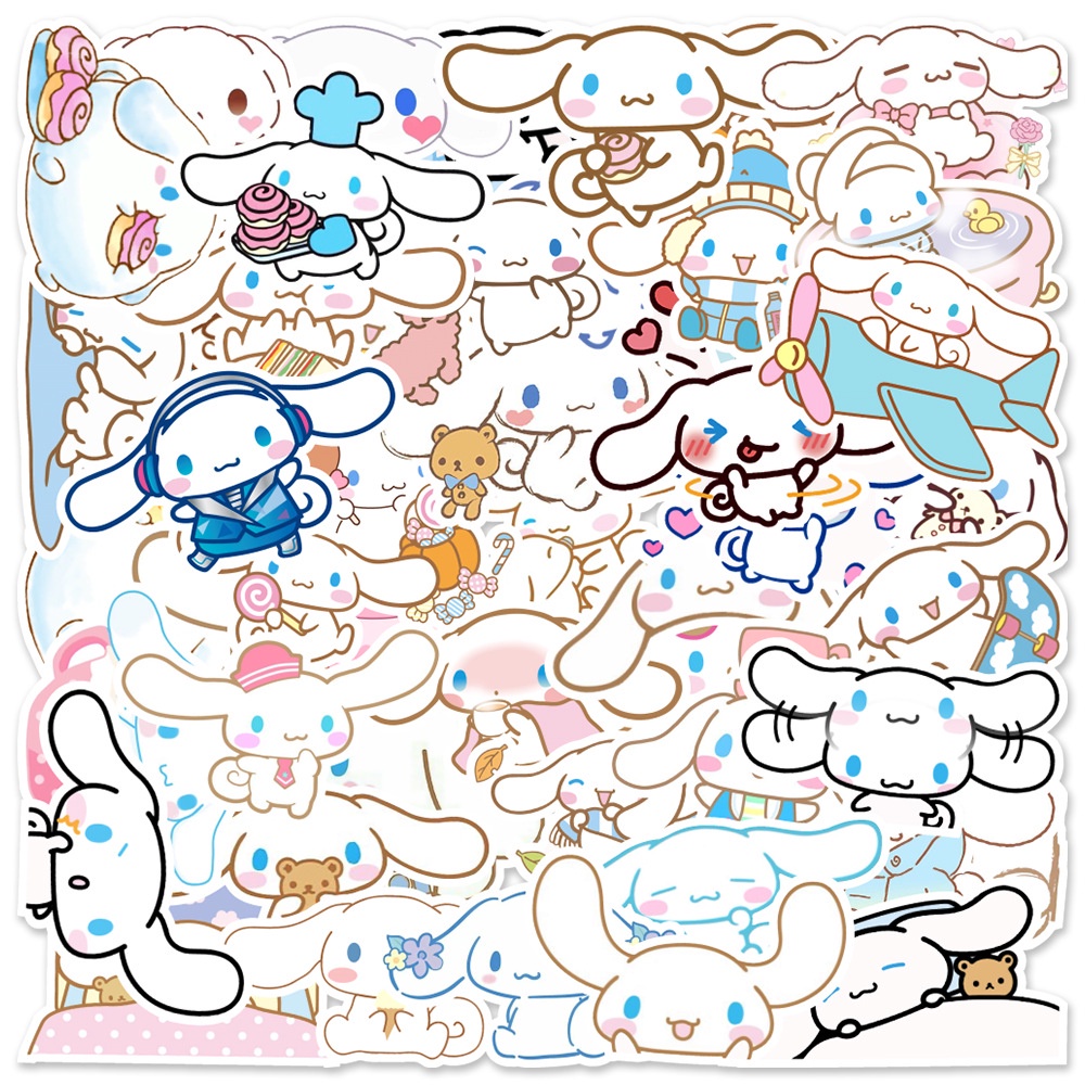 50pcs/Pack Cute Cinnamoroll Sanrio Cartoon Waterproof PVC Stickers (2 ...