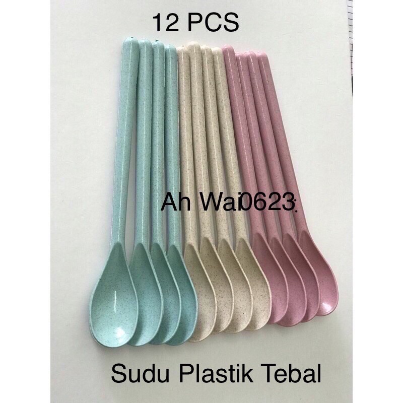 12pcs Sudu Plastik Tebal Plastic Spoon plastic fork Plastik Garfu Sudu ...