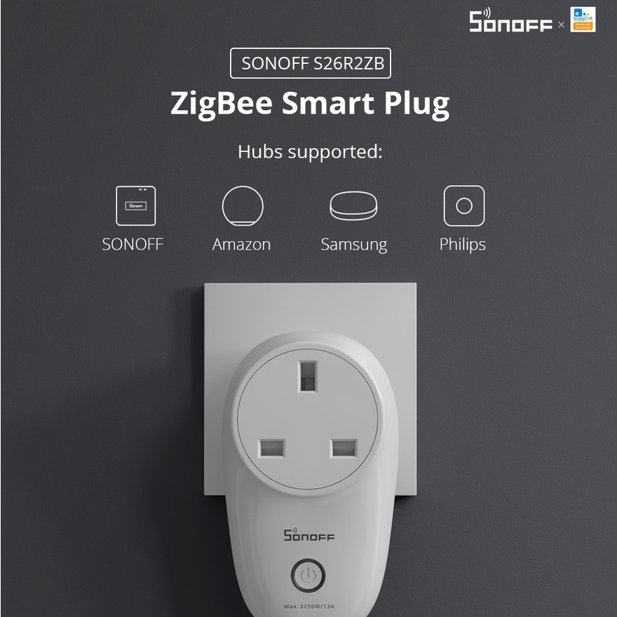 SONOFF S26R2ZB ZigBee Smart Plug UK standard Smart Socket APP Controlled Wireless Socket Timer ...