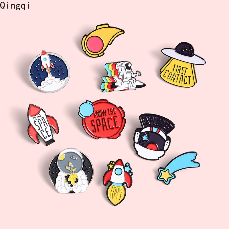 To The Space Enamel Pin Astronaut Space Ship Rocket Brooch Badge Lapel Pin Cartoon Jewelry Gift ...