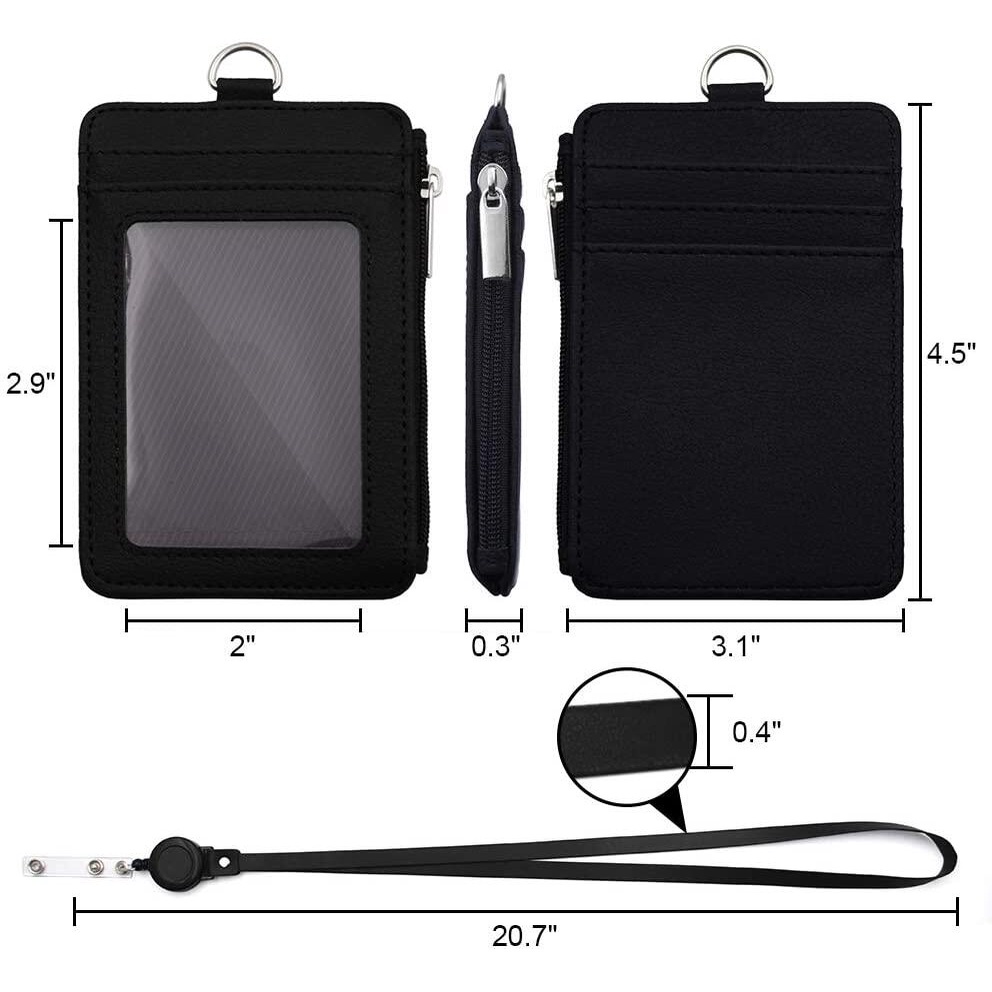 New PU Leather MultiSlots ID Badge Card Holder with Side Pocket Card ...