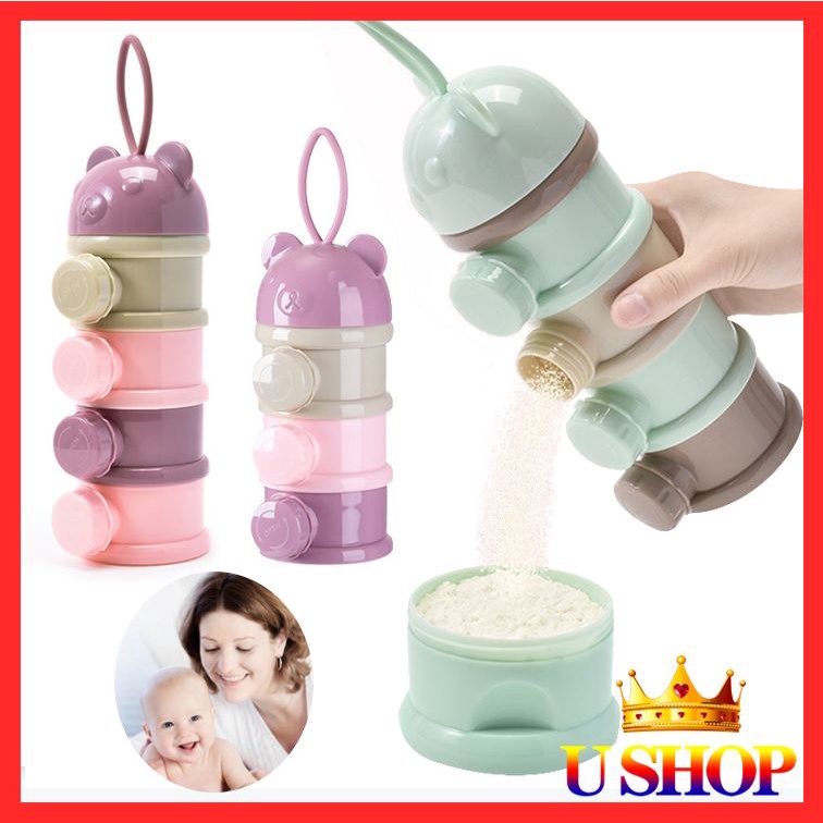 Removable Baby Milk Powder Storage Box Infant Four Grid Essential ...