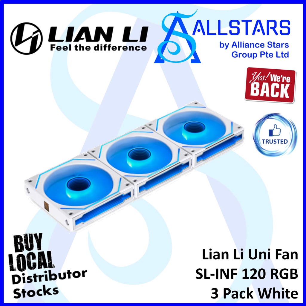 Lian Li Uni Fan SL-INF 120 RGB (3pcs Pack) WHITE (UF-SLIN120-3W ...