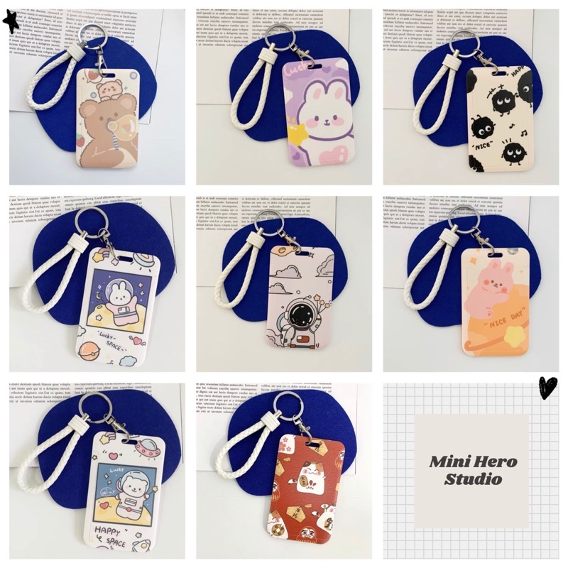 [SG Stock] Cute Graphic Hard Case Card holder with short weave lanyard ...