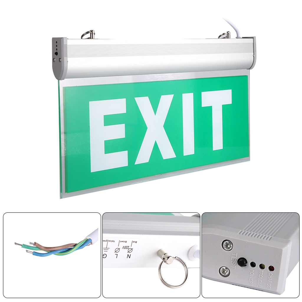 110-220V Acrylic 3W 12 LEDs Emergency Exit Sign Light Safety Indicator ...